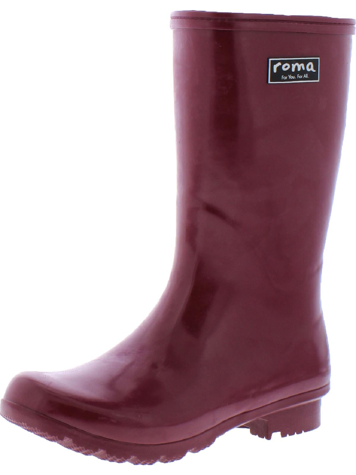 Roma Women's Emma Mid Natural Rubber Waterproof Rain Boots Red Size 10 ...