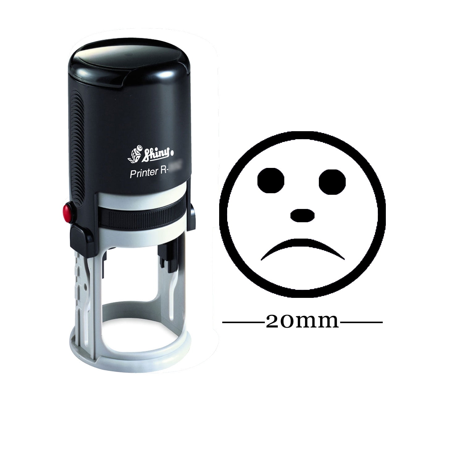SAD SMILY Round Self Inking Rubber Stamp Shiny Mini Round Stamper 20mm ...