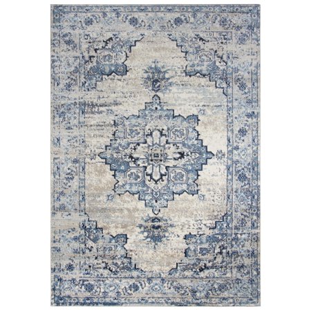 Rizzy Home Encore Blue Traditional Medallion Shag 8' x 10' Area Rug ...