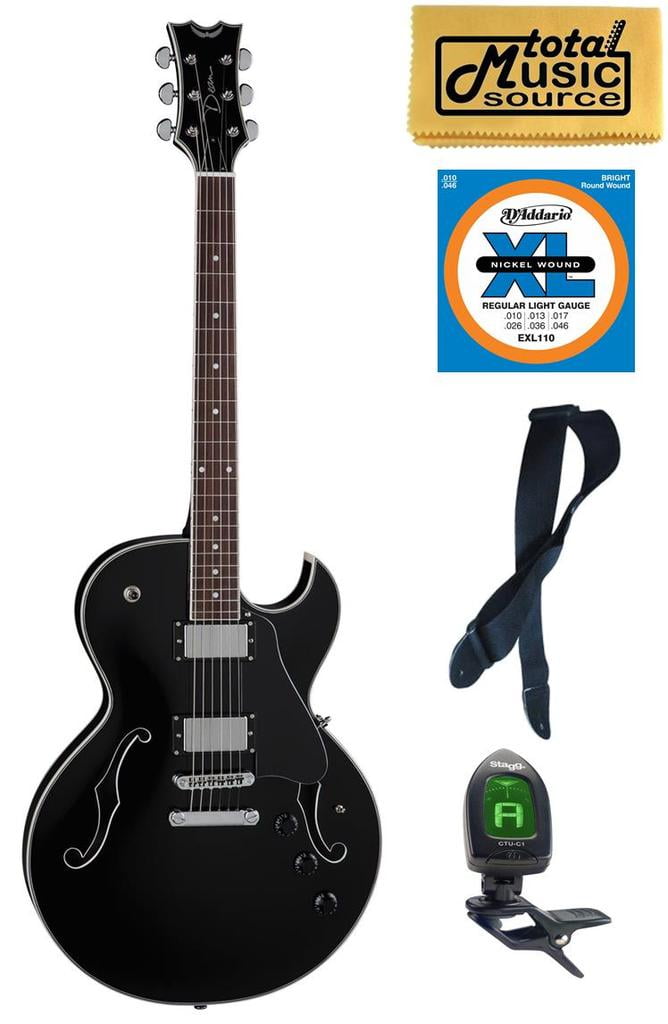 Dean Guitars Colt Semi-Hollow Body Electric Guitar, Classic Black ...