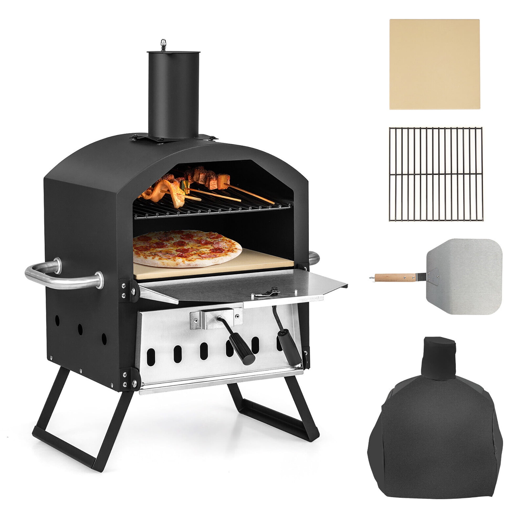 Click here for Gymax 2-Layer Outdoor Wood Fired Pizza Oven W/ Ant... prices