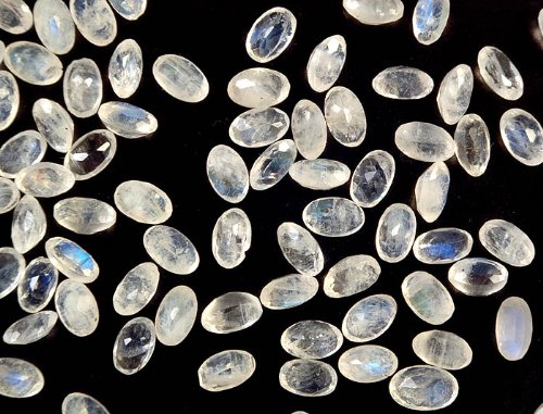 Size 17mm. Rainbow Moon Stone Six Piece a Pack Gold Plated And Silver ...