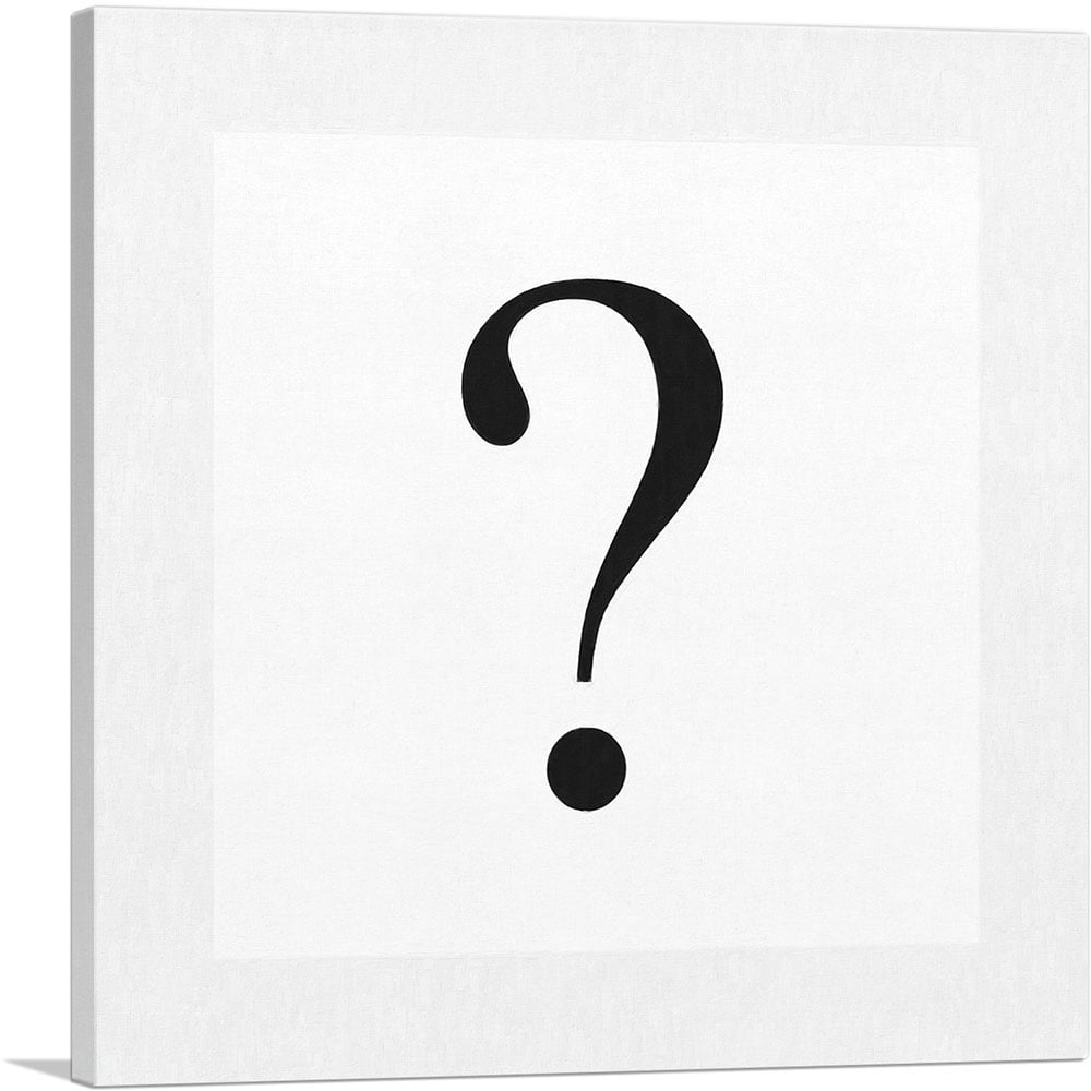 ARTCANVAS Modern Black and White Gray Serif Alphabet Question Mark ...