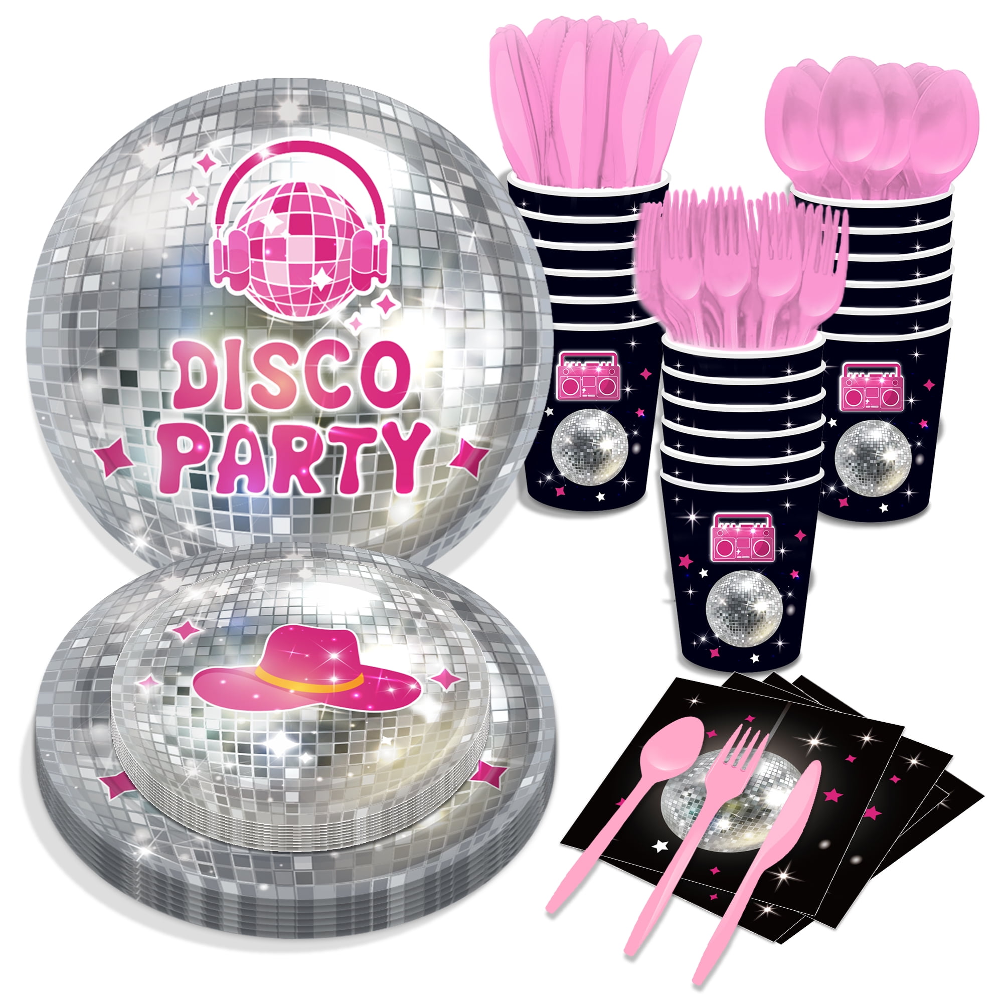 CC HOME Retro Disco Party Supplies Pack Discotheque Bling Silver Ball ...