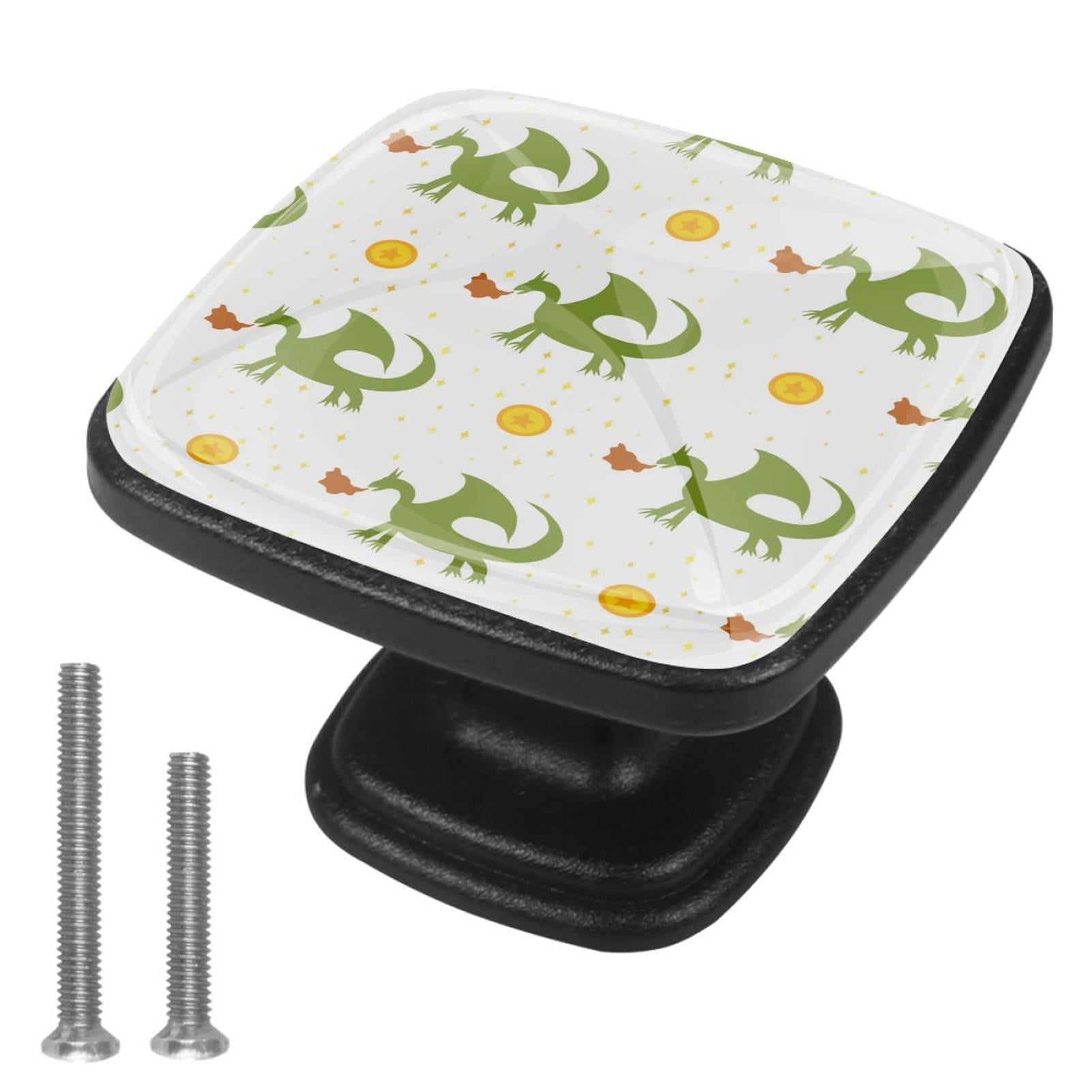 4 Pcs Cabinet Handle Drawer Pulls Dinosaur Knobs with Screws Square ...