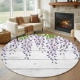 Wisteria Large Round Rug 8Ft Spring Watercolor Light Purple Floral ...