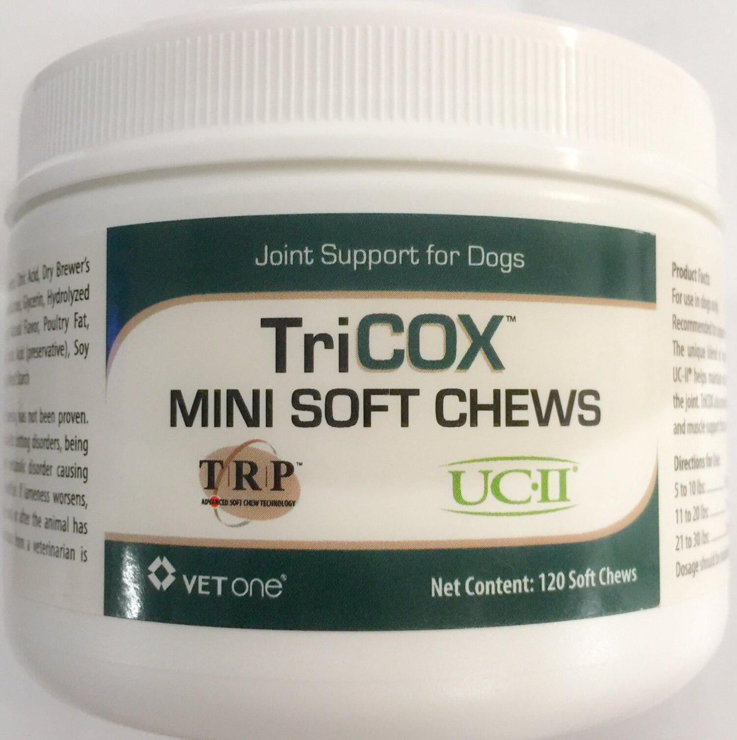VetOne TriCOX Mini Soft Pet Chews Complete Joint Support for Dogs 120ct ...