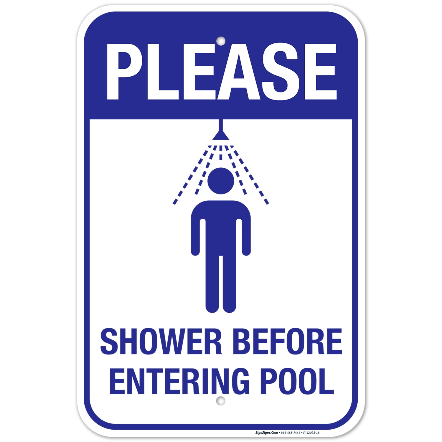 Pool Sign, Please Shower Before Entering Pool Sign, - Walmart.com