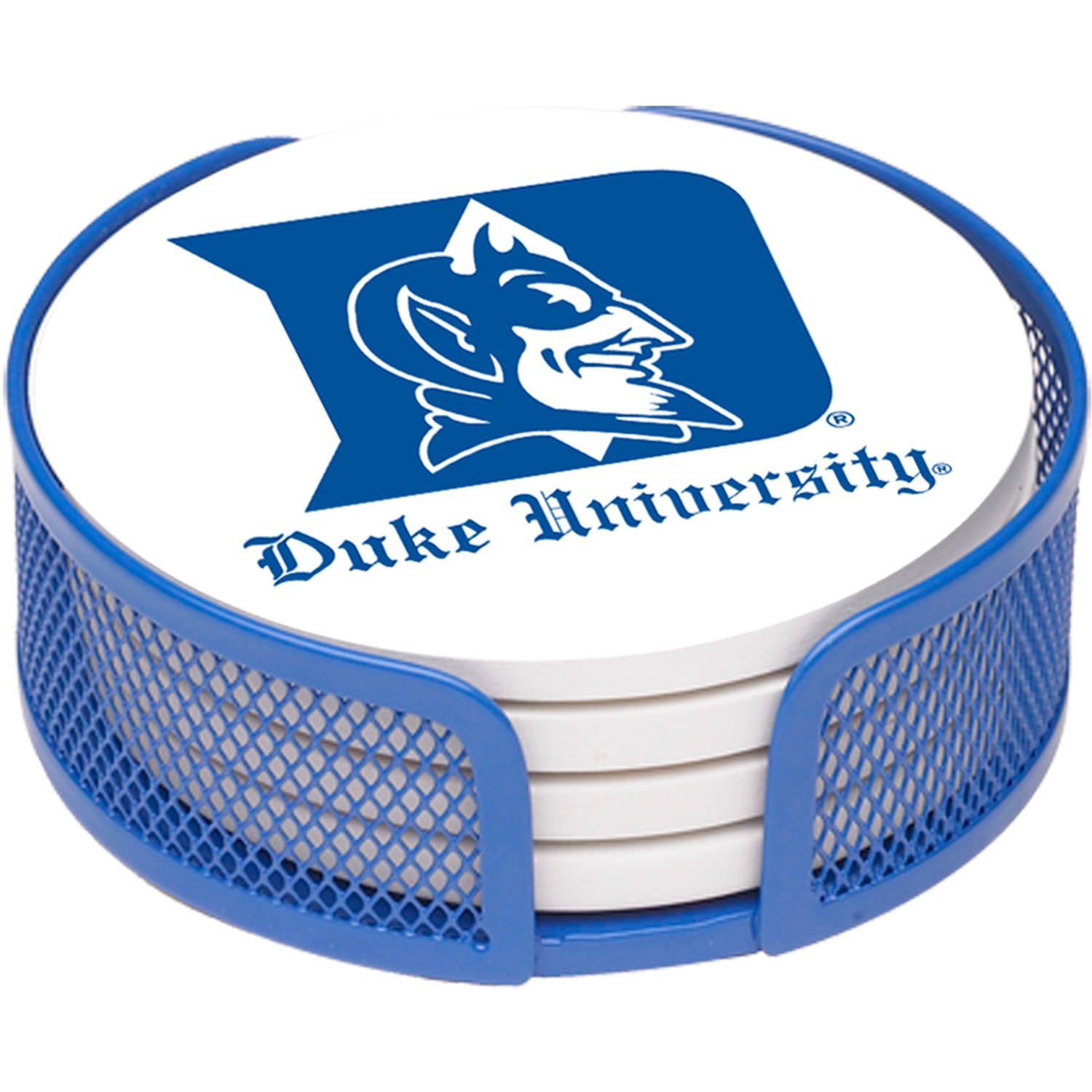 Stoneware Drink Coaster Set with Holder Included, Duke University ...