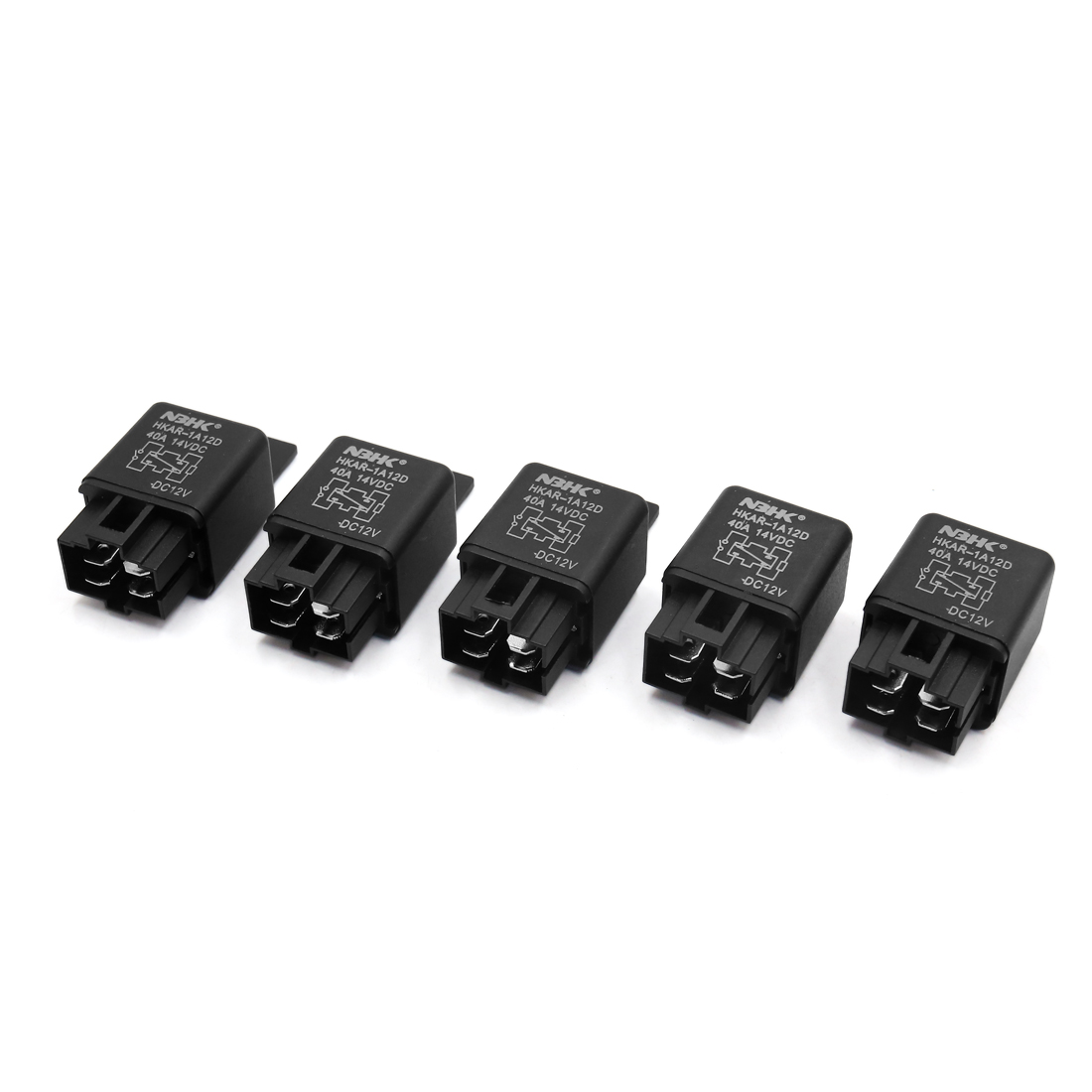 5Pcs Black Car Truck Automotive 4 Pin Relay Relays Socket DC 12V 40A ...