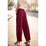 JWD Women's Wide Leg Pants With Pockets High Waist Adjustable Knot ...