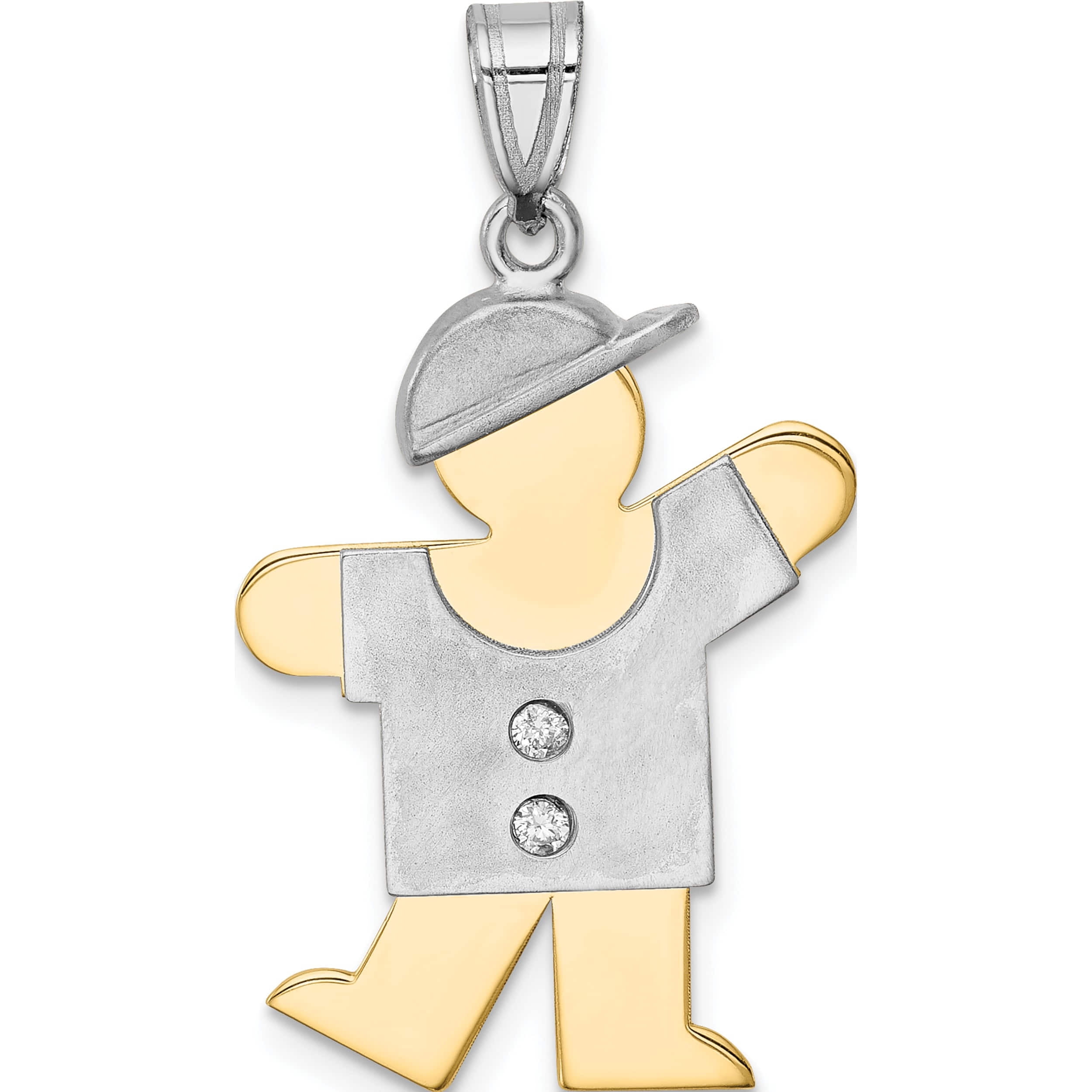14K Two-Tone Aa Diamond Kid Pendant (30 X 20) Made In United States ...