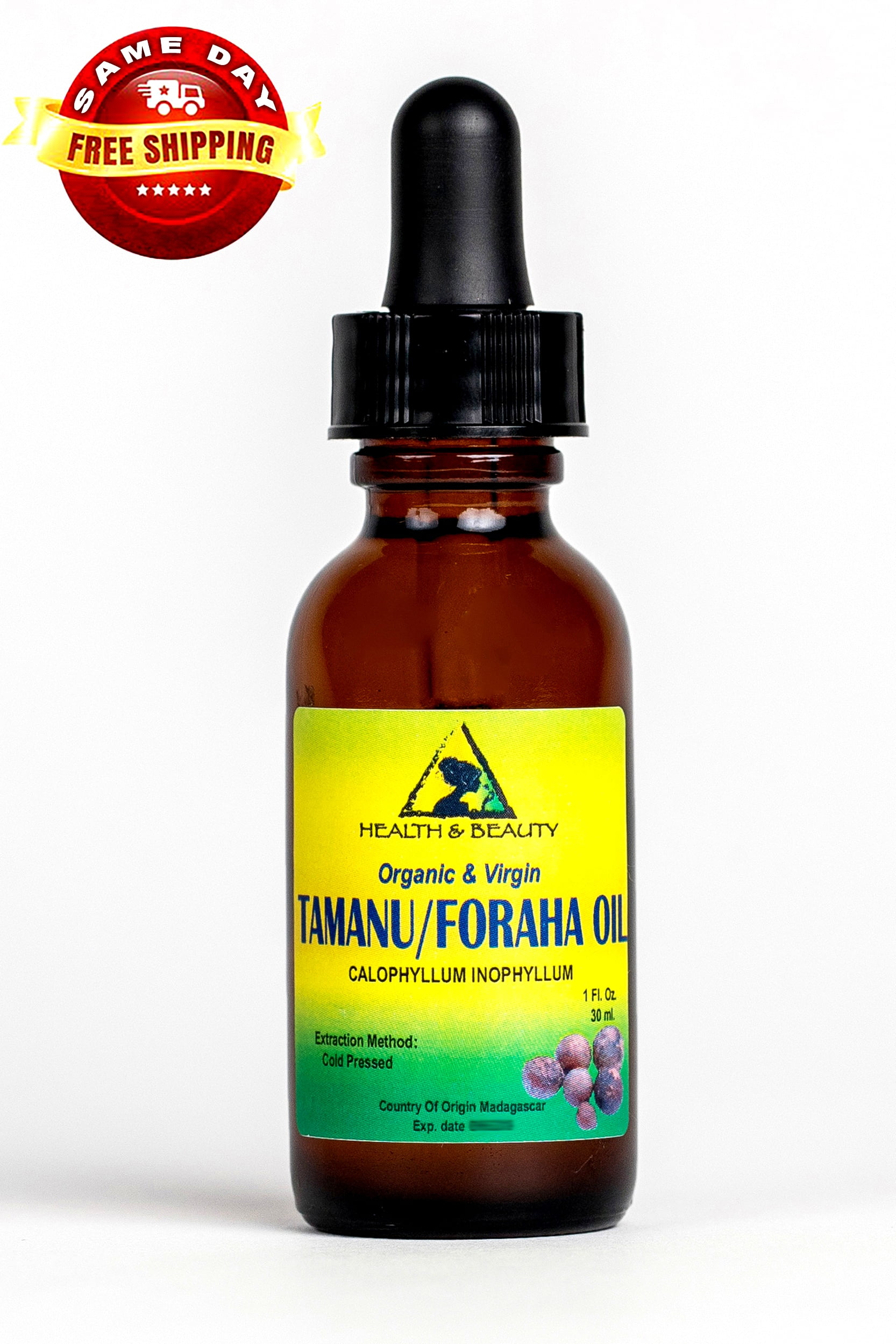 TAMANU / FORAHA OIL ORGANIC UNREFINED VIRGIN COLD PRESS PURE 1 OZ GLASS ...