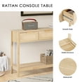 LAZZO Narrow Entryway Console Table with Storage, 3 Rattan Drawers ...