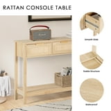 LAZZO Narrow Entryway Console Table with Storage, 3 Rattan Drawers ...
