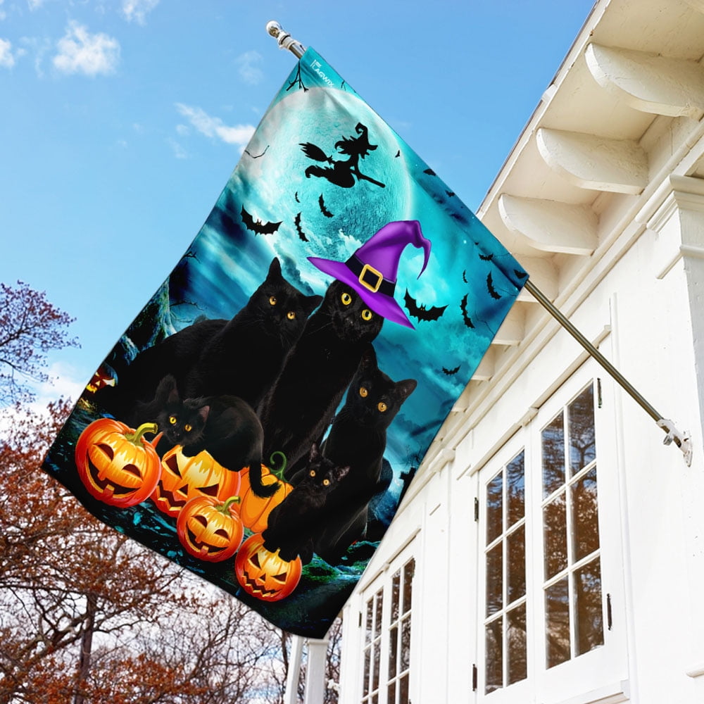 Flagwix Halloween Flag, Black Cats With Pumpkins Halloween Decoration ...