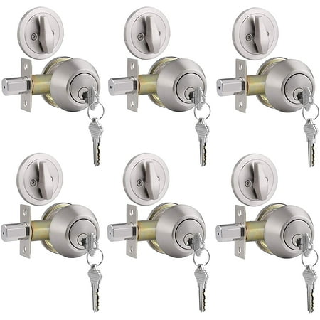 3 Keyed Alike Satin Nickel Double Cylinder Deadbolts Door Lock with ...