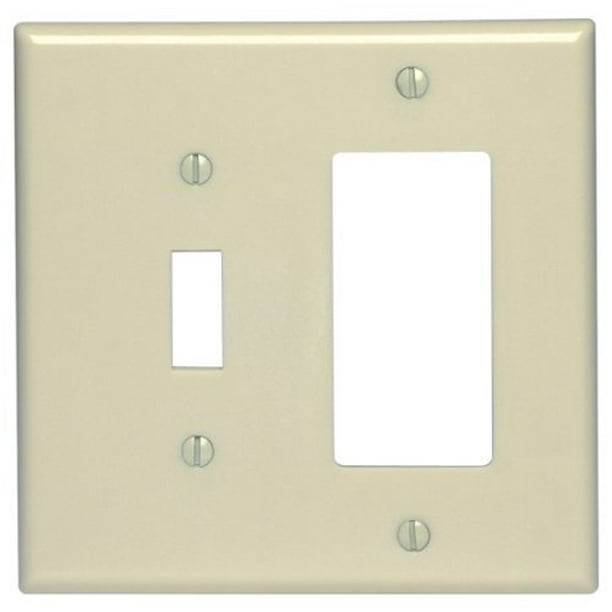 Leviton 80605-I Ivory Midway Two Gang Combination Toggle Switch Decora ...