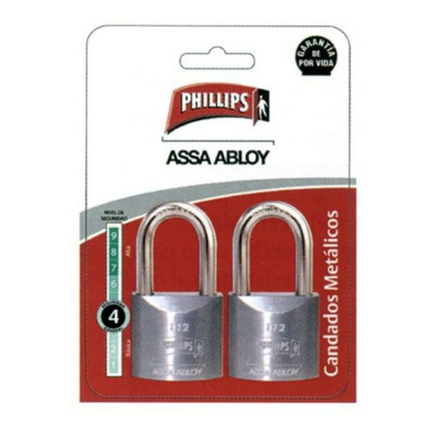Juego De Candados Metálico Phillips 45mm Gancho Largo MX1178 | Bodega ...