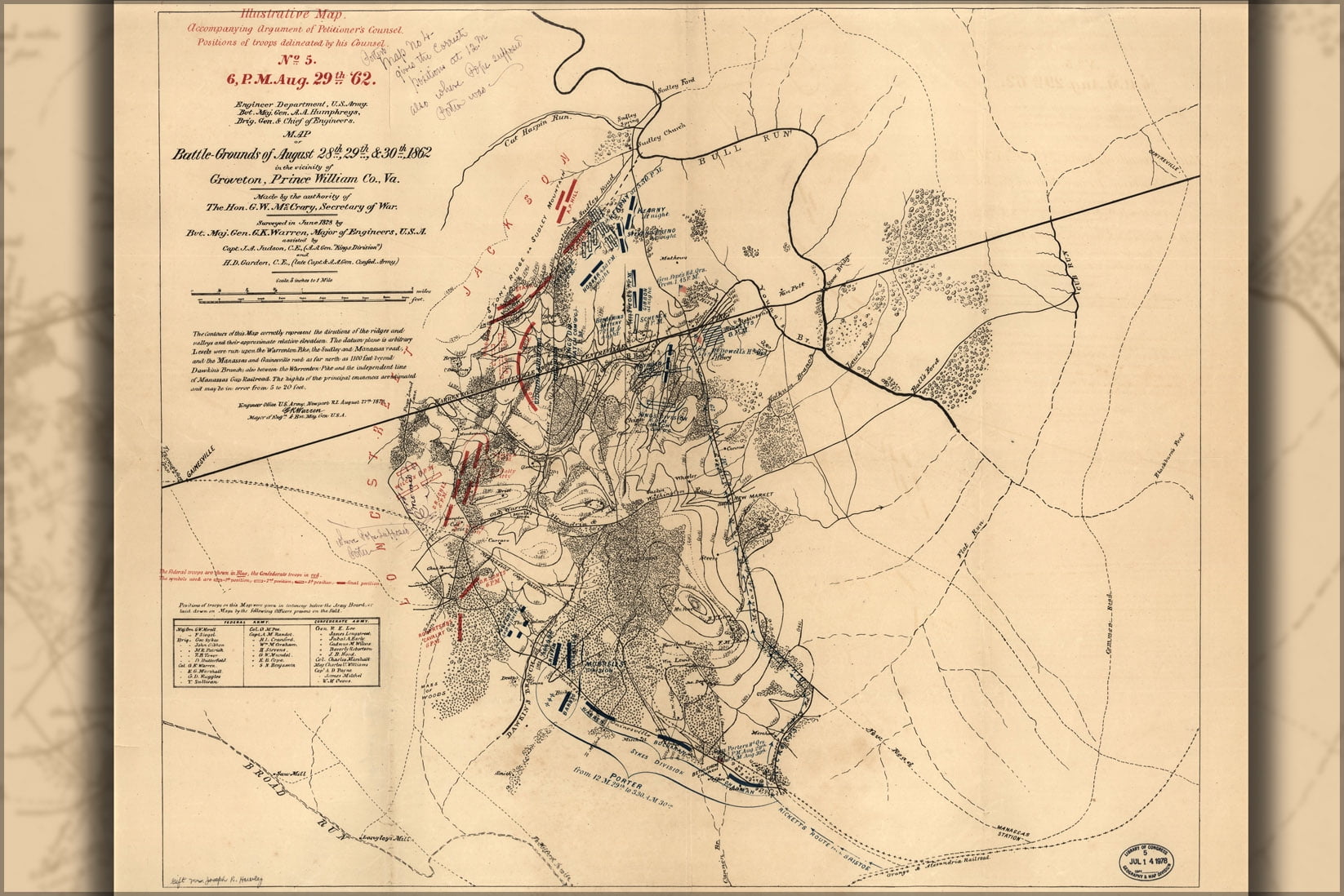 24"x36" Gallery Poster, Map of battle grounds Groveton Virginia 1862 ...
