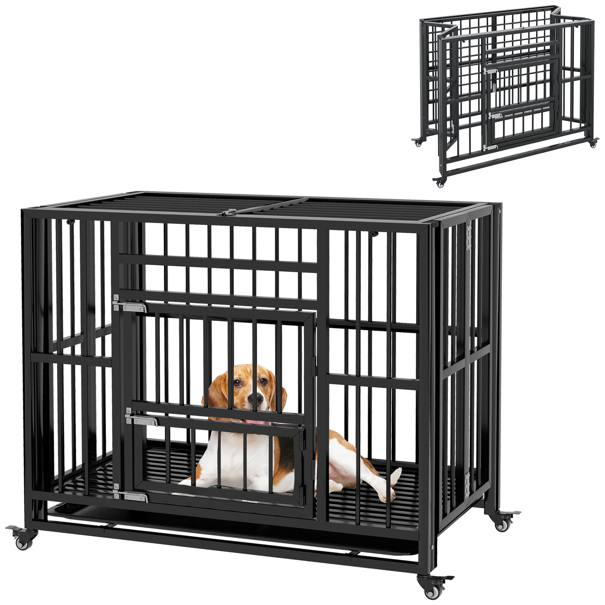 Click here for Pawhut 37 Heavy Duty Dog Crate With Wheels For Sma... prices