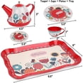 Kiddie Play, Tea Set for Little Girls, 15 pcs Floral Tin with Case ...