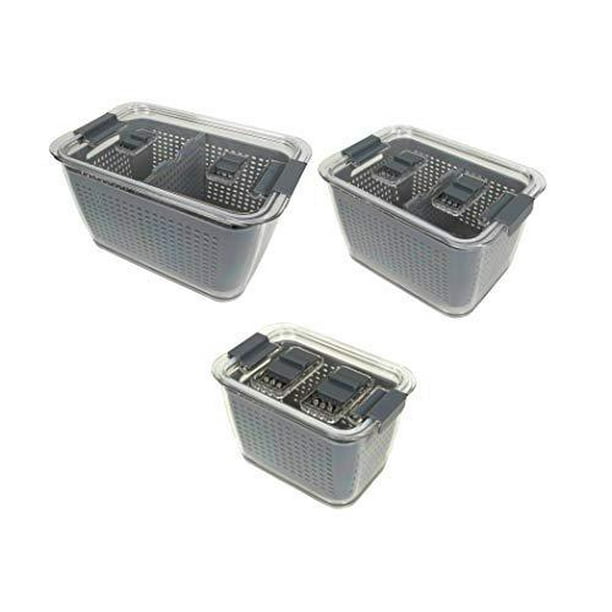kitchen spaces gray colander bin variety pack, fridge organizer ...