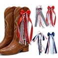 2PCS Western Boot Bow Charm Set, 7.09in Lace Ribbon Tassel Shoe ...