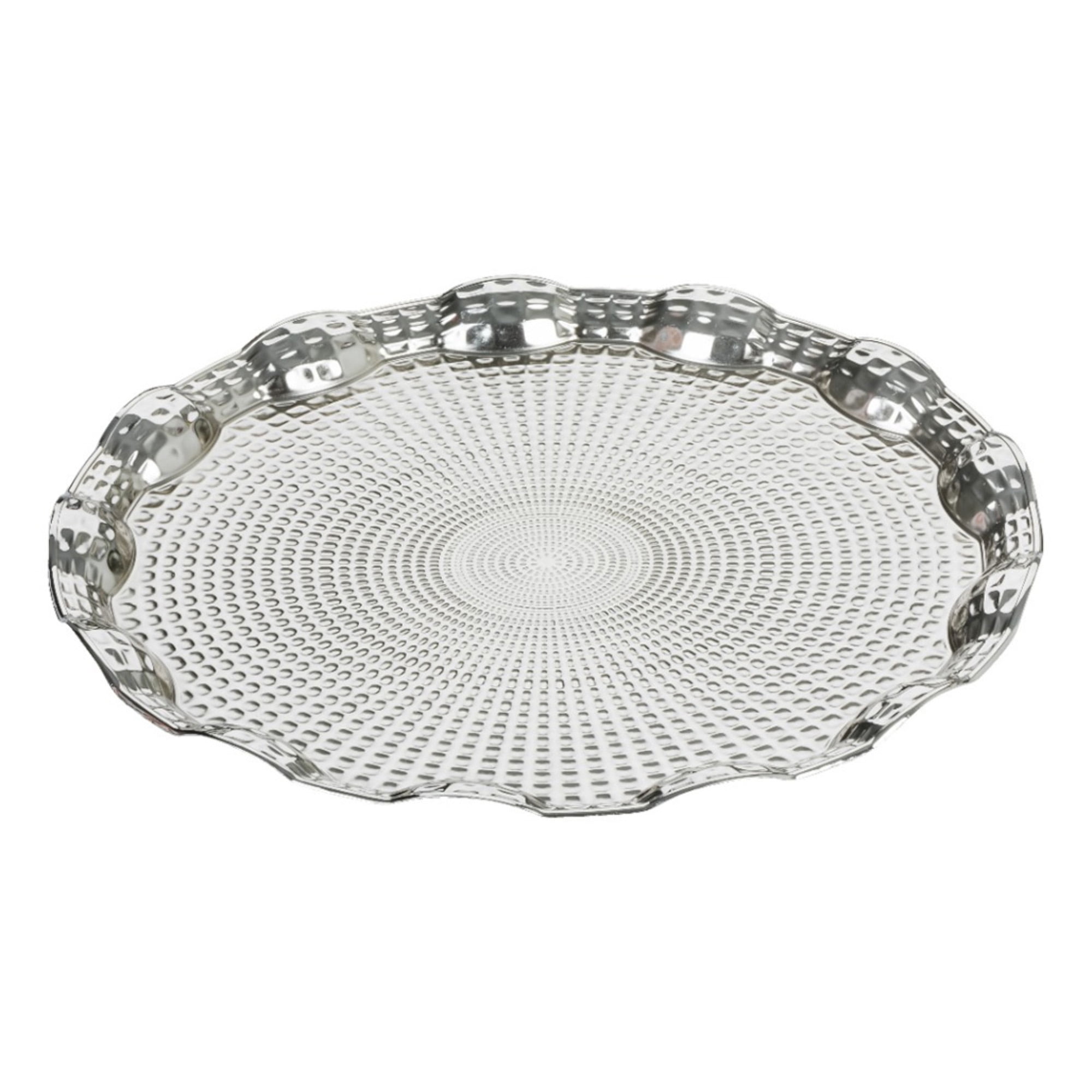 Dalgic Decorative Round Embossed Design Serving Tray, Anti Tarnish ...