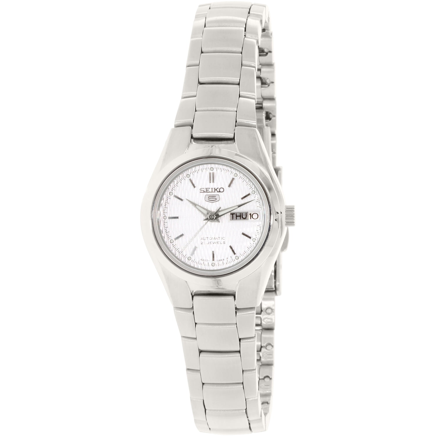 Seiko - Seiko Women's 5 Automatic SYMC07K Silver Stainless-Steel ...