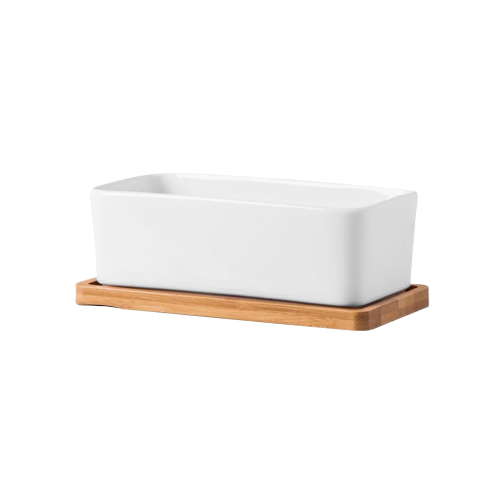 Maceta Rectangular con basae de Madera | Walmart en línea