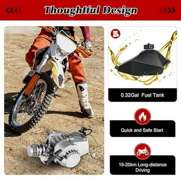 Miumaeov 49cc 2 Stroke Engine Motor Pull Start Single Cylinder for Pocket Mini Bike Gas Scooter ...