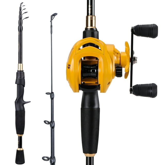 Sougayilang Fishing Rod & Reel Combo, Telescopic Carbon Pole with 7.2:1 ...