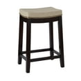 Linon Cessford 26" Backless Indoor Bar Stool, Dark Walnut and Beige ...