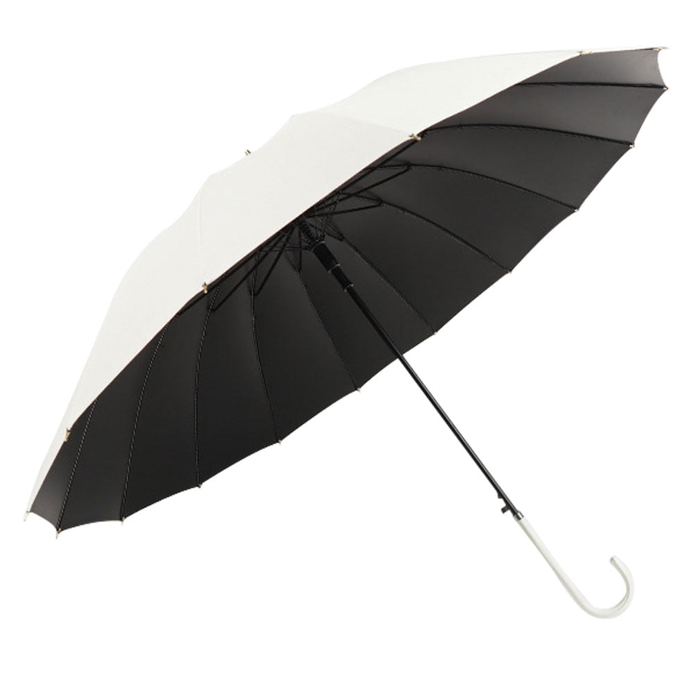 Leather curved handle 16-bone long-handled umbrella, made of percussion ...
