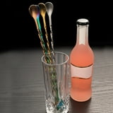 Cocktail Spoon with Fork Double Heads Stainless Steel Long Spiral ...