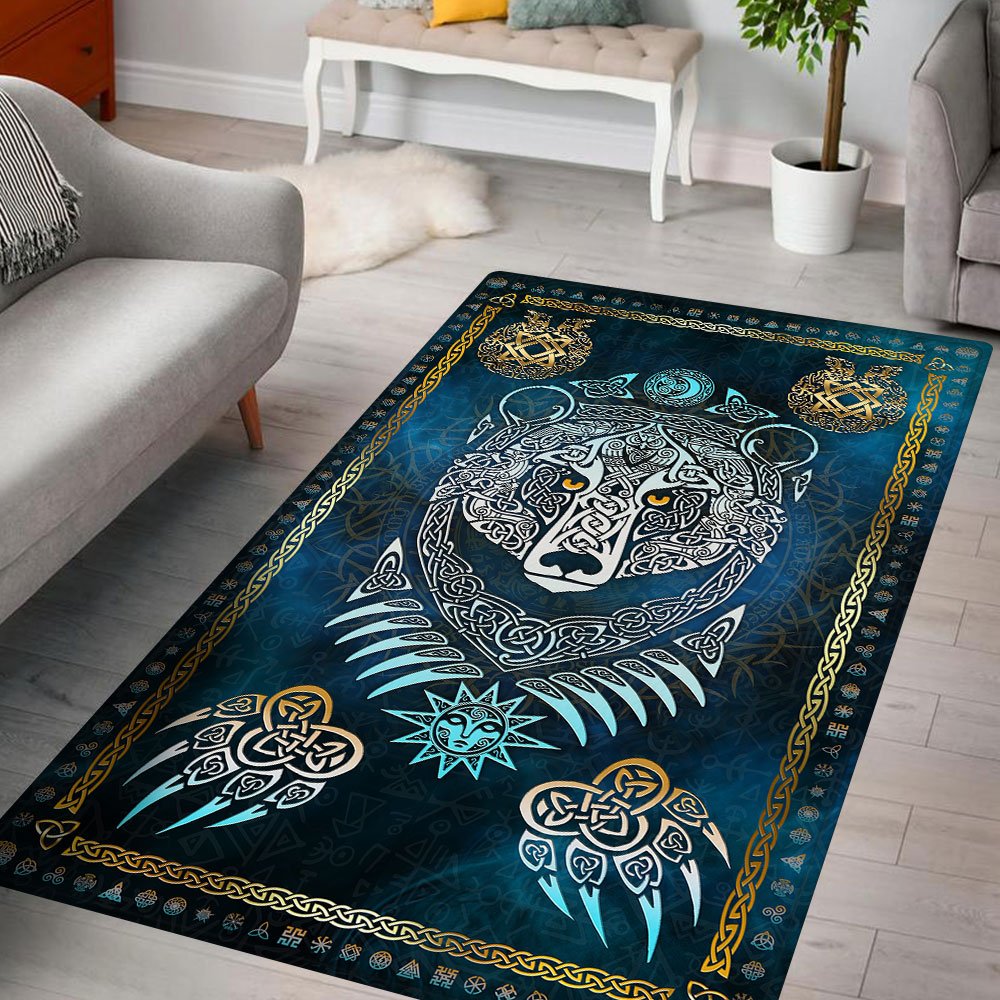 Rectangle Area Rug For Living Room, Bedroom, Viking Bear Rug, Celtic ...