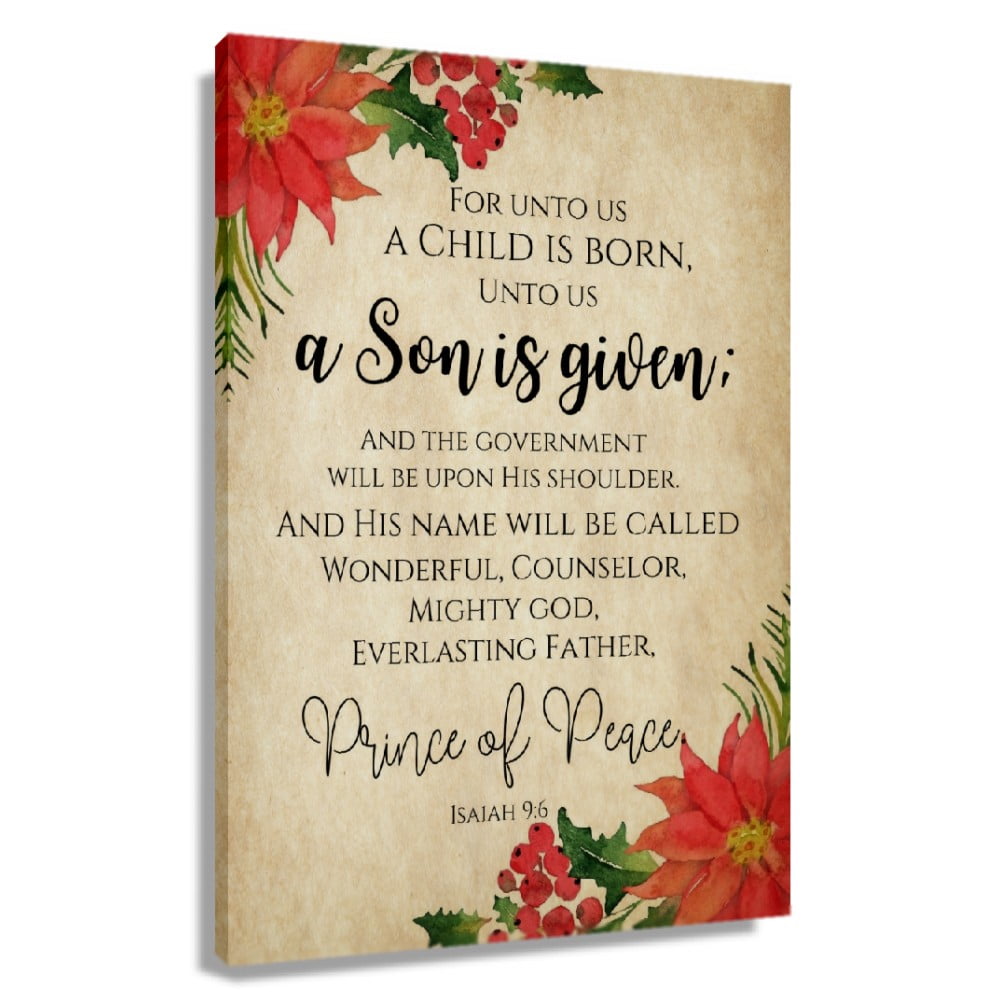 Isaiah 9 6 Bible Scripture Wall Art Wall Canvas Print Floral Wall Art ...