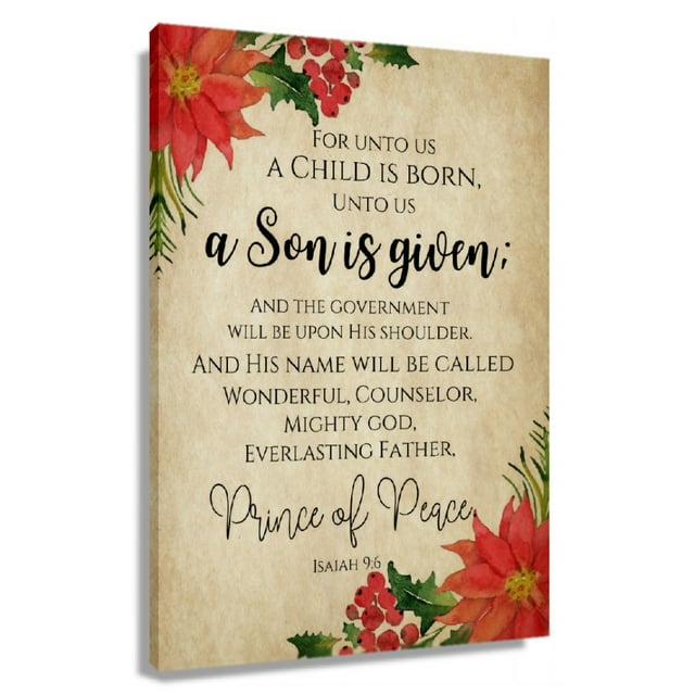 Isaiah 9 6 Bible Scripture Wall Art Wall Canvas Print Floral Wall Art ...