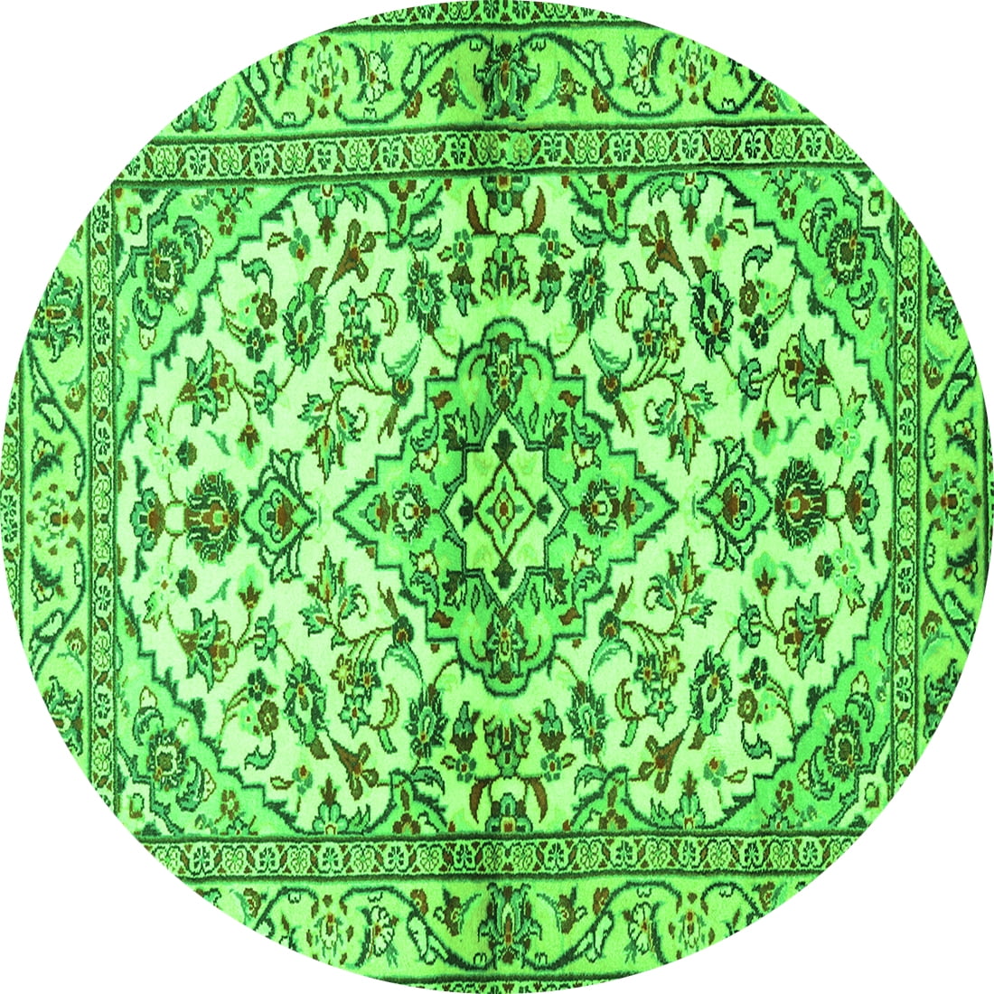 Ahgly Company Indoor Round Medallion Green Traditional Area Rugs, 5 ...