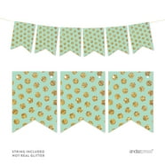 Navy Blue Pennant Party Banner Gold Glitter Polka Dots - Walmart.com
