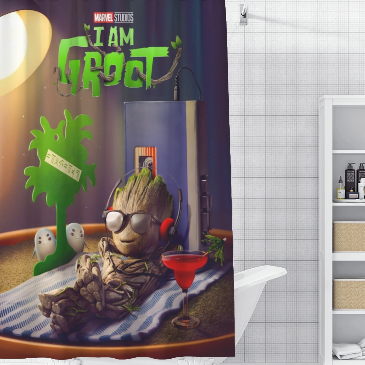Click here for Unbranded I Am Groot-Theme Bathroom Shower Curtain... prices