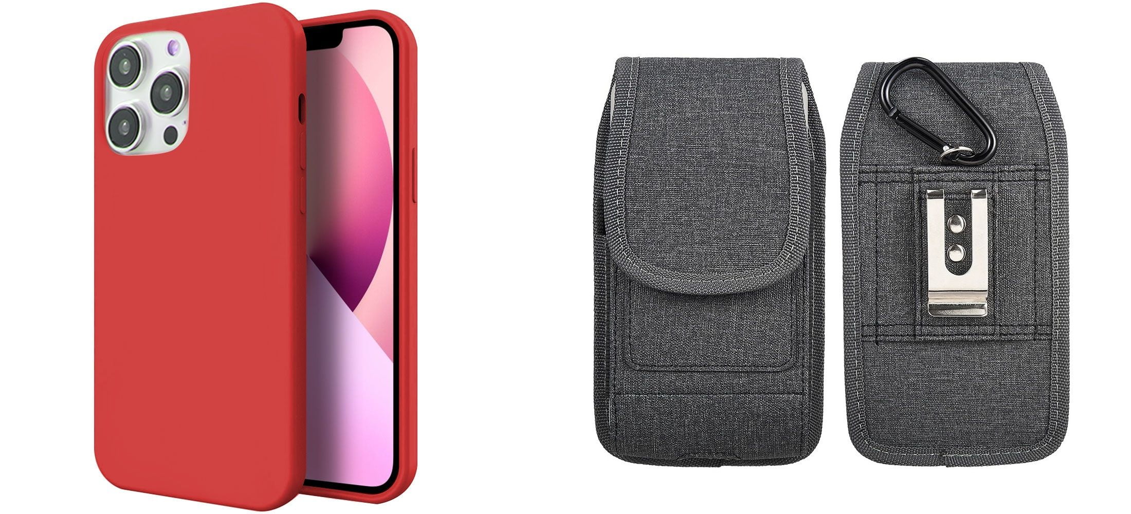 Slim Silicone Case and Belt Holster Pouch for iPhone 14 Pro Max (Red ...
