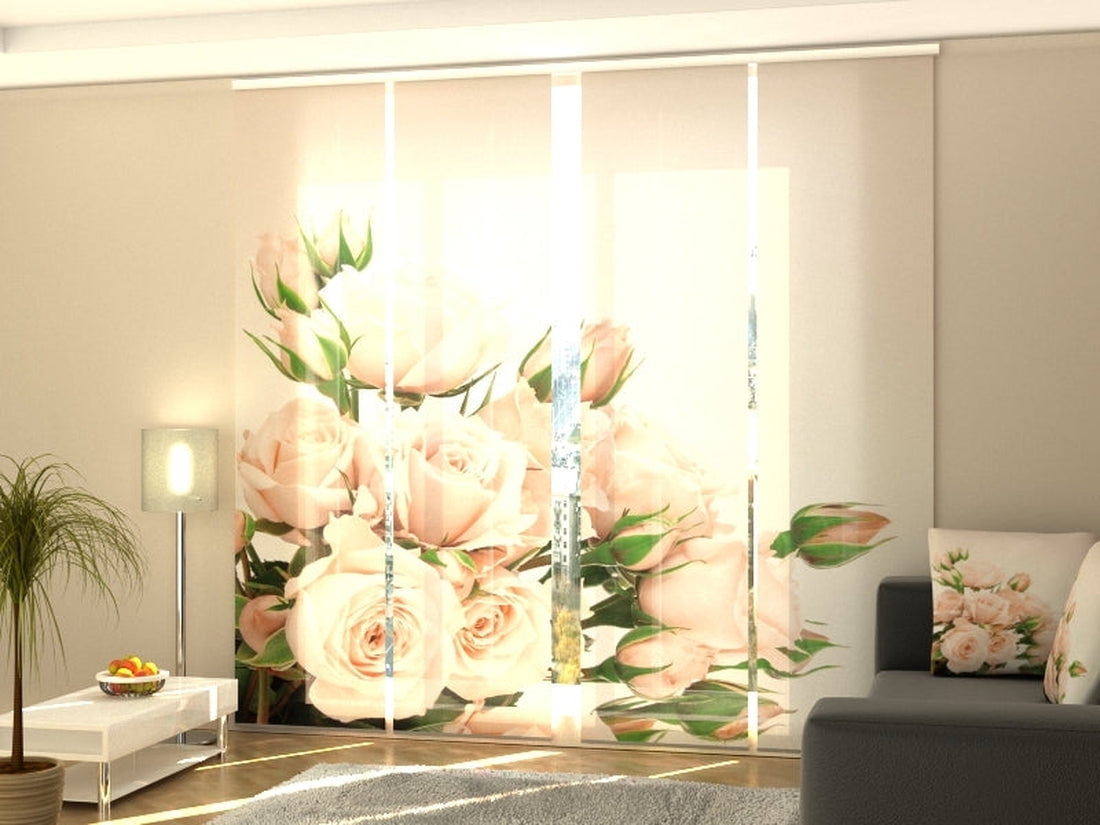 Tiptophomedecor Set of 4 Panel Blinds Cream Roses - Walmart.com