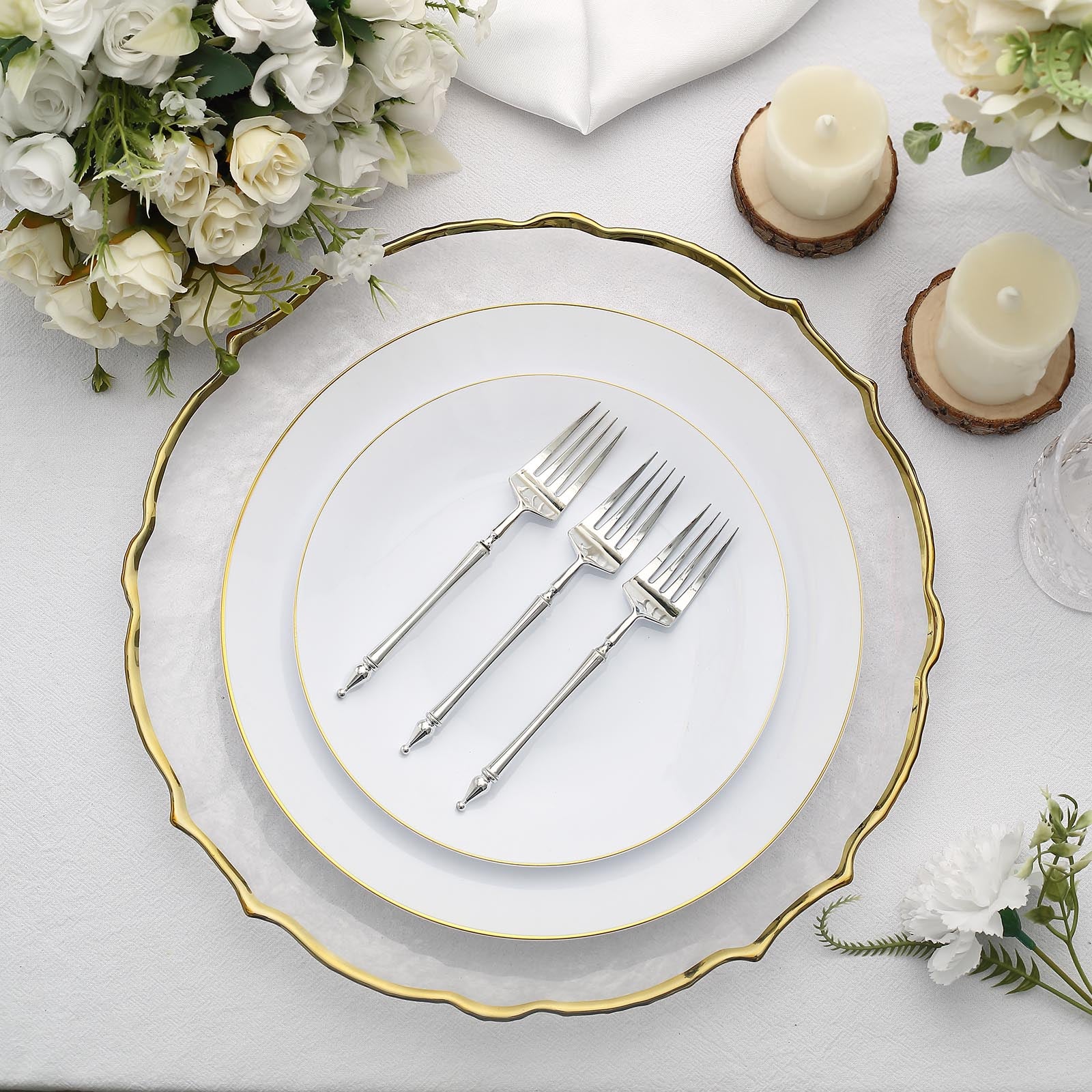 Efavormart 24 Pack | 6" Silver Glittered European Style Plastic Forks ...
