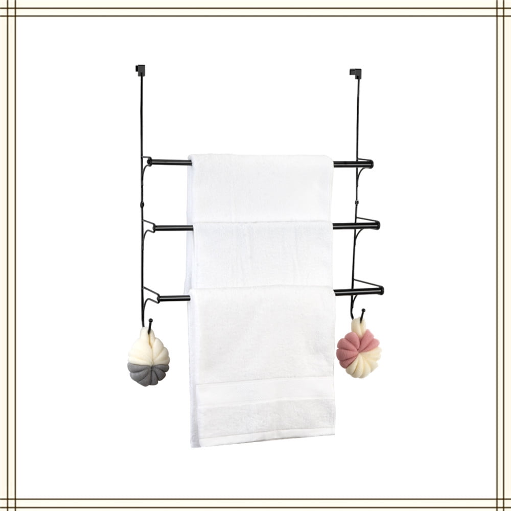 Auledio 3 Tier Metal Towel Rack Retractable Over the Door Rack with 2 ...