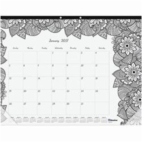 Blueline Monthly Coloring Pages Desk Pad Calendar, 22" x 17", Botanica ...