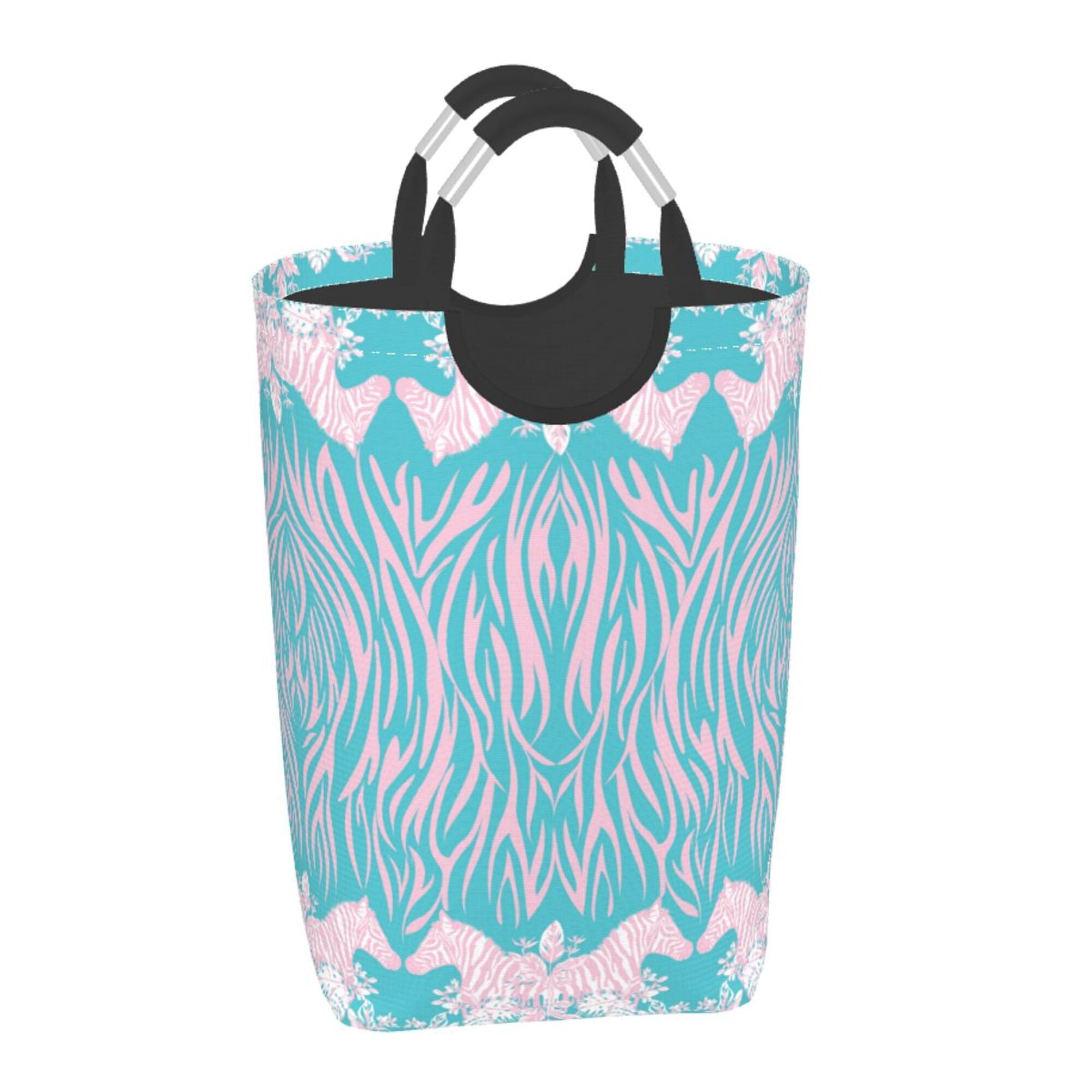 Waterproof Collapsible Laundry Hamper, Pink Zebra Texture Aluminum ...
