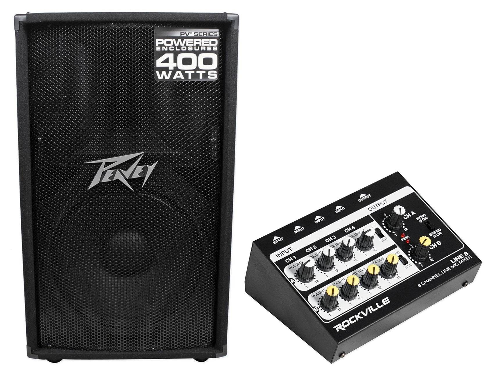 Peavey PV115D PV 115D 15" 400w Powered DJ PA Speaker, Class D+8-Channel ...