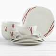 Tabletops Gallery 12 Piece Adrian White Red Ceramic Dinnerware Set ...